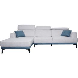 Sofa HHG 520, Couch Ecksofa L-Form 3-Sitzer, Liegefläche Nosagfederung Taschenfederkern verstellbar 277cm links, hellgrau