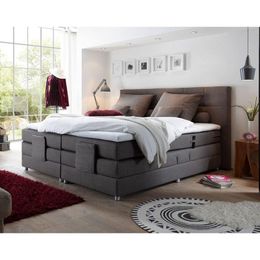 Lomadox Boxspringbett Hotelbett Doppelbett MANAUS-09 in Schwarz, Komfort Topper, 180 x 200 cm, H2, elektrisch verstellbar, Taschenfederkern-Matratze - schwarz