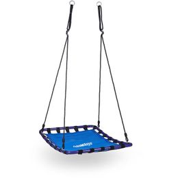 Nestschaukel eckig für den Outdoor-Bereich, max. Personengewicht: 100 kg, hbt: 153 x 74 x 98 cm, blau/schwarz - Relaxdays