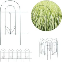 Beetzaun, 5-teilige Beetumrandung für Garten, Dekozaun aus Metall, zum Stecken, HxB: 62 x 244 cm, grün - Relaxdays
