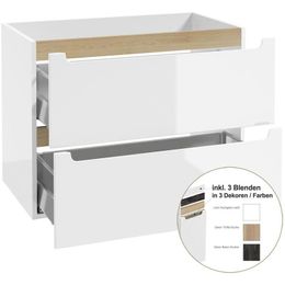 Lomadox Badezimmer Unterschrank 80cm SOFIA-107 in weiß, Hochglanz lackiert, b/h/t: 80/60/45 cm - weiß