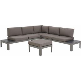 Beliani Lounge Set Grau 5-Sitzer Polyester Aluminium inkl. Auflagen mit Hocker Garten/Terrassemöbel Outdoor Modernes Design - Grau