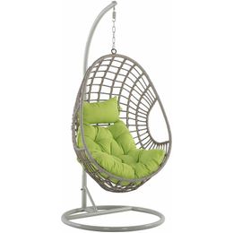 Beliani Hängesessel Taupe Polyrattan mit Gestell inkl. Kissen modern Terrasse Balkon Kinderzimmer modern - Natürlich