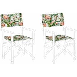 Beliani Stoffbezüge für Gartenstühle 2er Set Bunt/Weiß/Grün/Rosa aus Polyester mit Flamingomuster Gartenausstattung Outdoor Garten Accessories - Grün