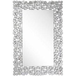 Beliani Wandspiegel Silber Glas 60x90 cm rechteckig mit Rahmen aus Acrylglas Wanddekoration Dekoration Accossoires Wohnzimmer Bad Schlafzimmer - Silber
