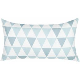 Beliani - Gartenkissen Blau/Weiß Polyester Dreieck-Muster Rechteckig 70 x 40 cm Garten Balkon Terrasse - Weiß