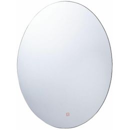 Beliani - Wandspiegel Silber Glas 80 x 60 cm mit led Beleuchtung Oval Antibeschlagsystem Touch Sensor Modern - Silber