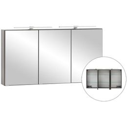 Lomadox 3D-Spiegelschrank 120 cm breit VIDAGO-03 in graphit mit led Beleuchtung, b/h/t: ca. 120/64/20 cm - grau