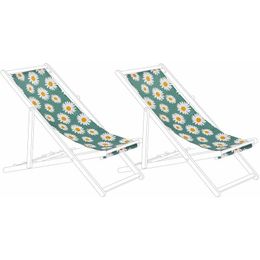 Beliani - Stoffbezüge für Gartenliege 2er Set Mehrfarbig aus Polyester 113 x 44 cm mit Kamillemuster Gartenausstattung Outdoor Garten Accessories