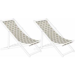 Beliani - Stoffbezüge für Gartenliege Sandbeige 2er Set aus Polyester 113 x 44 cm mit Bohomuster Gartenausstattung Outdoor Garten Accessories - Beige