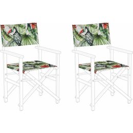Beliani - Stoffbezüge für Gartenstühle 2er Set Bunt aus Polyester mit Vogelmotiv Tukan Gartenausstattung Outdoor Garten Accessories - Weiß