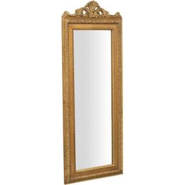 Biscottini Wandspiegel Badezimmerspiegel mit Goldrahmen Shabby Spiegel Schlafzimmer Spiegel 90x35x4 cm