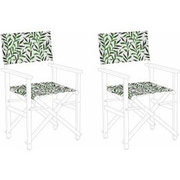 Beliani Stoffbezüge für Gartenstühle 2er Set Weiß/Grün aus Polyester mit Blattmuster Gartenausstattung Outdoor Garten Accessories - Grün