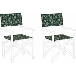 Beliani Stoffbezüge für Gartenstühle Dunkelgrün aus Polyester mit Olivenmuster Olivenzweigen Gartenausstattung Outdoor Garten Accessories - Grün
