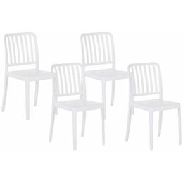 Beliani Gartenstühle im 4er Set Weiß aus Kunststoff Balkon Terrasse Gartenzubehör Indoormöbel Outdoormöbel Plastikstühle Modern - Weiß