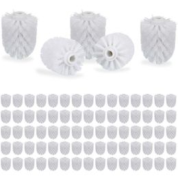 Relaxdays 80 x wc Bürstenkopf im Set, lose Toilettenbürsten 12mm Gewinde, Ersatzbürstenkopf, ø 7 cm, Wechselbürstenkopf, weiß