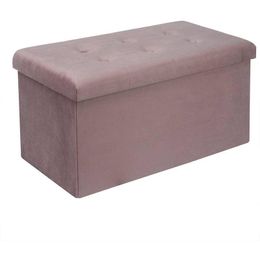Sitzhocker mit Stauraum aus Samt, Deckel abnehmbar rosa - rosa - WOLTU