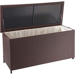 HHG - Poly-Rattan Kissenbox 570, Gartentruhe Auflagenbox Truhe Premium braun, 63x135x52cm 320l - brown