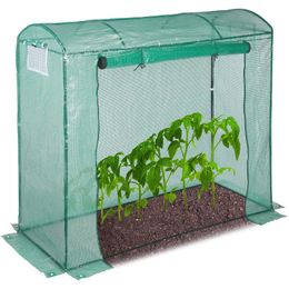 Tomatengewächshaus, rundes Dach, mit Tür, Tomatenhaus aus Stahl und Folie, UV-beständig, hbt: 170x80x200, grün - Relaxdays