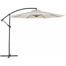 Beliani Ampelschirm Helles Beige Polyester Rund ⌀ 300 cm Kreuzfuß Terrasse Garten - Schwarz