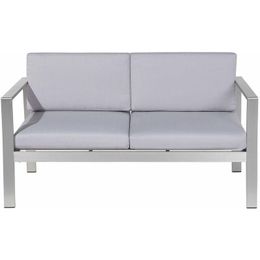 Beliani Gartensofa Hellgrau Aluminium 2-Sitzer Auflagen Outdoor - Grau