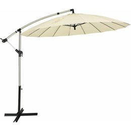 Costway - 300cm Sonnenschirm mit 16 Rippen Ampelschirm inkl. Schirmstaender, Gartenschirmr, Terrassenschirm Kurbelschirm Haengeschirm für Garten,