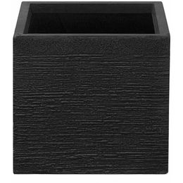 Beliani Blumentopf Schwarz aus Fiberglas 30 x 30 x 28 cm Quadratisch Modern - Schwarz