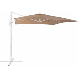 Beliani - Sonnenschirm Sandbeige Polyester quadratische Form 250 x 250 x 235 cm Terrasse Balkon Garten - Weiß