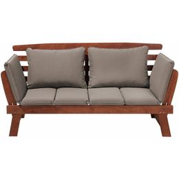 Beliani Gartensofa dunkelbraun Eukalyptusholz verstellbare Armlehne inkl. Kissen Outdoor