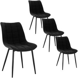 WOLTU 4 x Esszimmerstühle 4er Set Esszimmerstuhl Küchenstuhl Polsterstuhl Design Stuhl mit Rückenlehne, mit Sitzfläche aus Leinen, Gestell aus Metall,