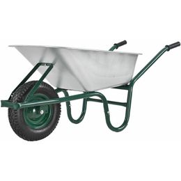 Juskys Schubkarre Garden - 100 Liter Volumen - 210 kg - Luftreifen mit Metall Felge - Wanne verzinkt - Garten Karre Schiebkarre Transportkarre Silber