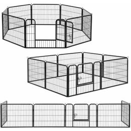 Welpenauslauf – Welpenlaufstall 8-teilig aus Metall – Freigehege mit Tür – Welpengitter für Hunde, Hasen & Kleintiere 160 x 160 x 60 cm - Juskys