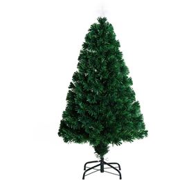 Weihnachtsbaum künstlicher Christbaum Tannenbaum Lichtfaser led Baum mit Metallständer, Glasfaser-Farbwechsler, grün, 120 cm - Grün - HOMCOM