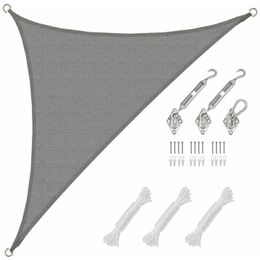 AMANKA - 3x3x4,2 Sonnensegel Dreieckig Atmungsaktiv - Dreieck Segel mit Befestigung - grau