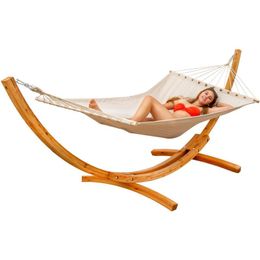 AMANKA - Large Hammock with Stand - 325cm Wooden Hammock Stand - Set with Double Hammock - beige