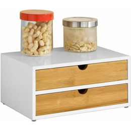 sobuy FRG180-WN Kaffeekapsel Box aus mdf und Bambus Kapselspender Kapselständer mit 2 Schubladen Aufbewahrungsbox Schubladenbox Schreibtischorganizer
