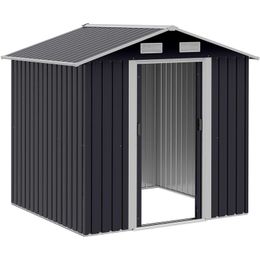 Gerätehaus mit 2 Schiebetüren Metall Gartenhaus 2,6 m² Geräteschuppen verzinkter Stahl Schwarz 195,5 x 153 x 188 cm - Schwarz - Outsunny