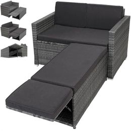 2in1 Gartenmöbel Set Gartensofa Polyrattan Ottomane Stauraum Wetterfest 7cm Auflage Balkonmöbel Lounge Sitzecke 111x70x78cm Anthrazit - Casaria