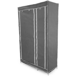 Garderobe Stoffschrank Faltschrank Kleiderschrank 110 x 45 x 175 cm grau Doppel mit Rolltoren - PrimeMatik