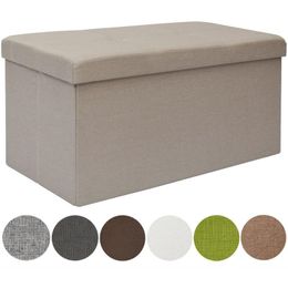 DuneDesign Faltbare Sitzbank 76x38x38 cm inkl. Trennwand Sitztruhe 80L Polsterbank Beige