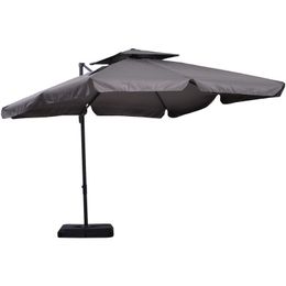 Sonnenschirm mit Schirmfuß und 4 Gewichten, Aluminium, Khaki, 2,7 x 2,7 x 2,6 m - Khaki - Outsunny