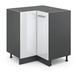 VICCO - Eckschrank R-Line, Weiß Hochglanz, 75.6 cm ohne Arbeitsplatte