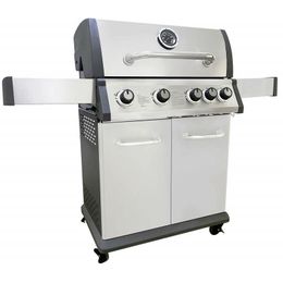 CAESAROO Gasgrill mit vier brennern Preston aus lackiertem Grau und Schwarz Stahl Schwarz und grau