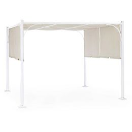 CAESAROO Pergola 3x3 m Panama mit Stahlrahmen Mattweiß Stahl