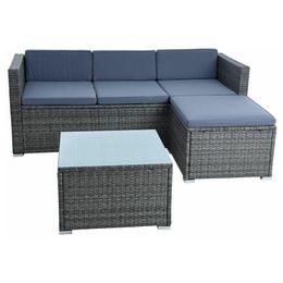 EstexoH&G Estexo - Rattan Lounge Sitzgruppe Gartenmöbel Set Sofa Couch 3-Sitzer Rattanmöbel Grau