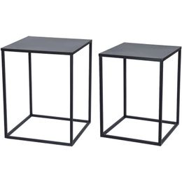 Spetebo - Metall Beistelltisch 2er Set schwarz - Couchtisch Sofatisch Wohnzimmer Tisch