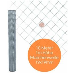 EstexoH&G Volierendraht Maschendraht Zaun Schweißgitter Drahtgitter 4-Eck verzinkt Draht 10 Meter / 19 x 19 mm