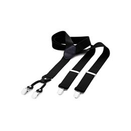 DonDon Hosenträger DonDon® Herren Hosenträger breit 4 Clips mit Leder in Y-Form elastisch (1-St) Y-Form