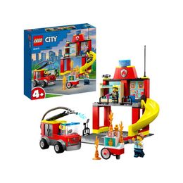 Lego City 60375 Feuerwehrstation und Löschauto Bausatz, Mehrfarbig