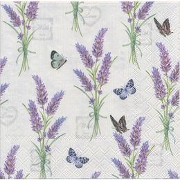 buttinette Servietten "Lavendel/Schmetterling", 33 x 33 cm, 20 Stück